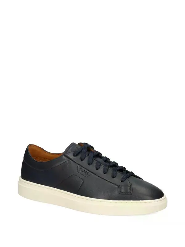BOSS Low-top Leather Trainers With Embossed Logo - Blue