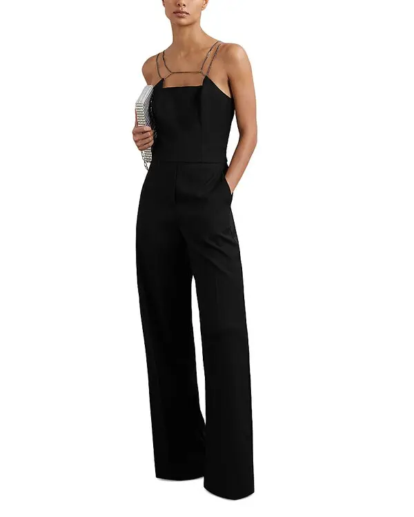 REISS Olara Chain Detail Jumpsuit - Black