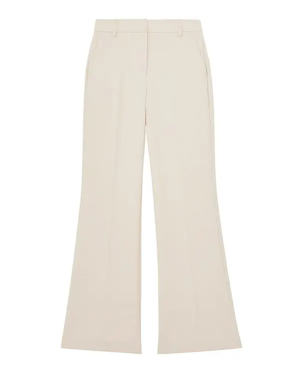 REISS Leona Hardware Flare Trousers - Cream