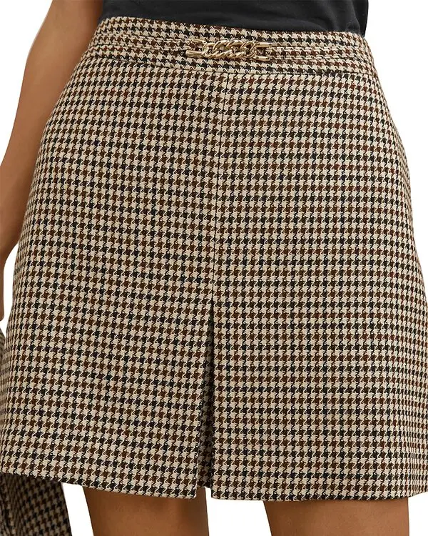 REISS Beatrix Mini Skirt - Neutral Chocolate
