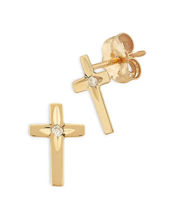 Bloomingdale'S Diamond Cross Stud Earrings - Gold