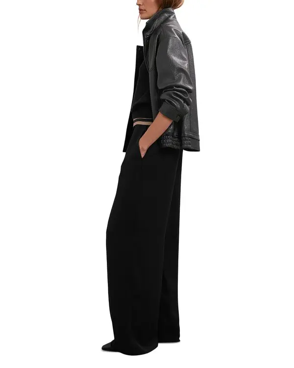 REISS Sonnie Wide Leg Pants - Black