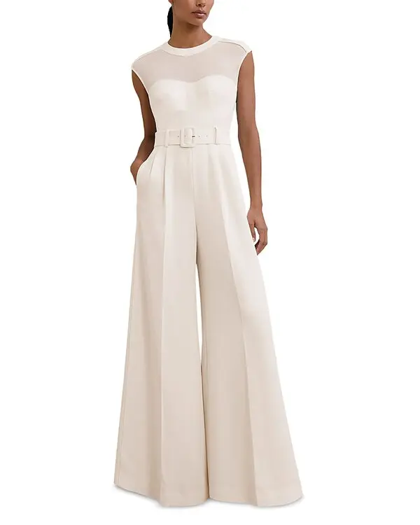 REISS Alba Belted Jumpsuit - Ivory