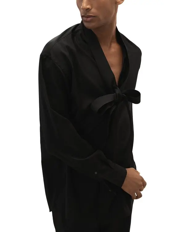 REISS Forte Relaxed Neck Tie Wool Shirt