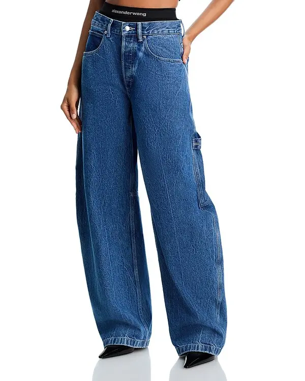Alexander Wang Prestyled High Rise Oversized Jeans - Deep Blue