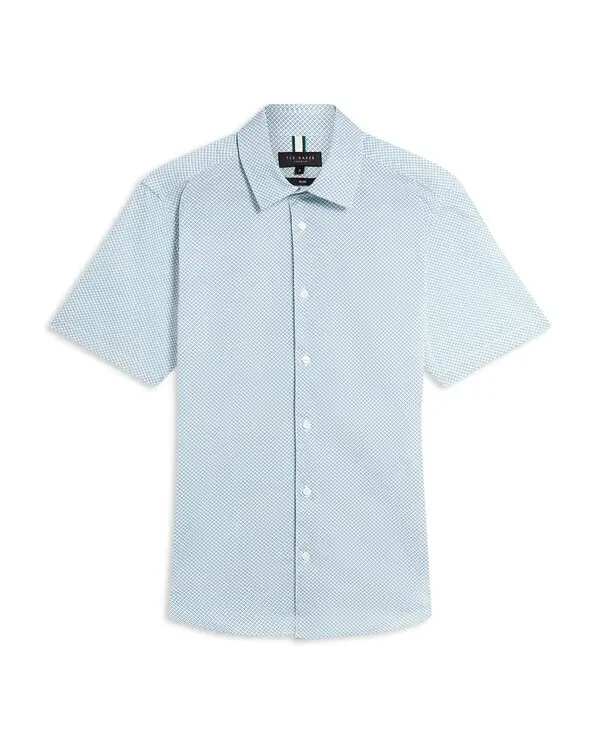Ted Baker London Romann Slim Fit Short Sleeve Button Front Shirt - Light Blue
