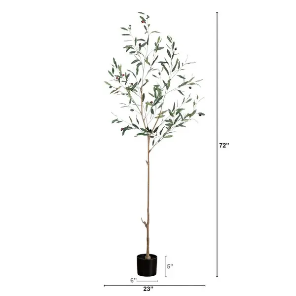 NEARLY NATURAL 6' Artificial Slim Minimalist Olive Tree