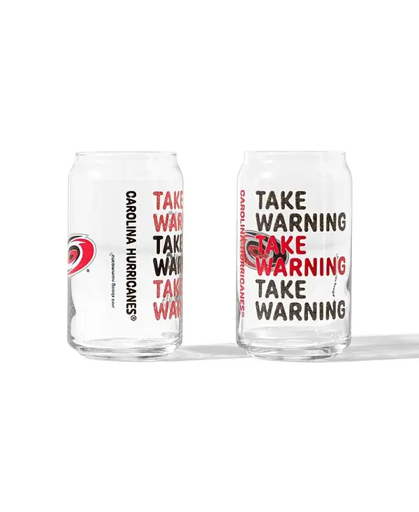 UNCOMMON GOODS Nhl Show Your Spirit! Can-shaped Glass, Set Of 2 - Carolina Hurricanes