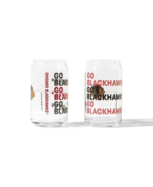 UNCOMMON GOODS Nhl Show Your Spirit! Can-shaped Glass, Set Of 2 - Chicago Blackhawks