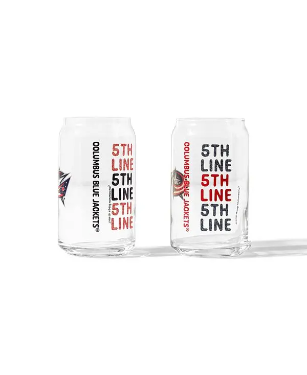 UNCOMMON GOODS Nhl Show Your Spirit! Can-shaped Glass, Set Of 2 - Columbus Blue Jackets
