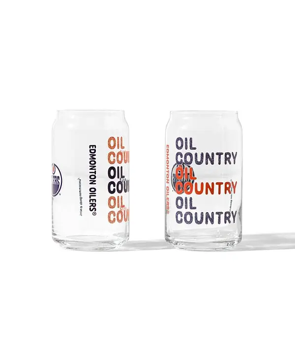 UNCOMMON GOODS Nhl Show Your Spirit! Can-shaped Glass, Set Of 2 - Edmonton Oilers