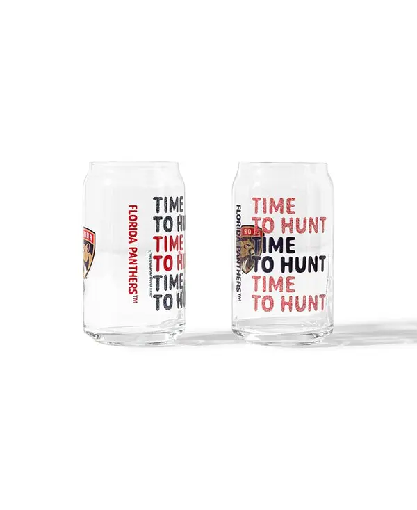 UNCOMMON GOODS Nhl Show Your Spirit! Can-shaped Glass, Set Of 2 - Florida Panthers
