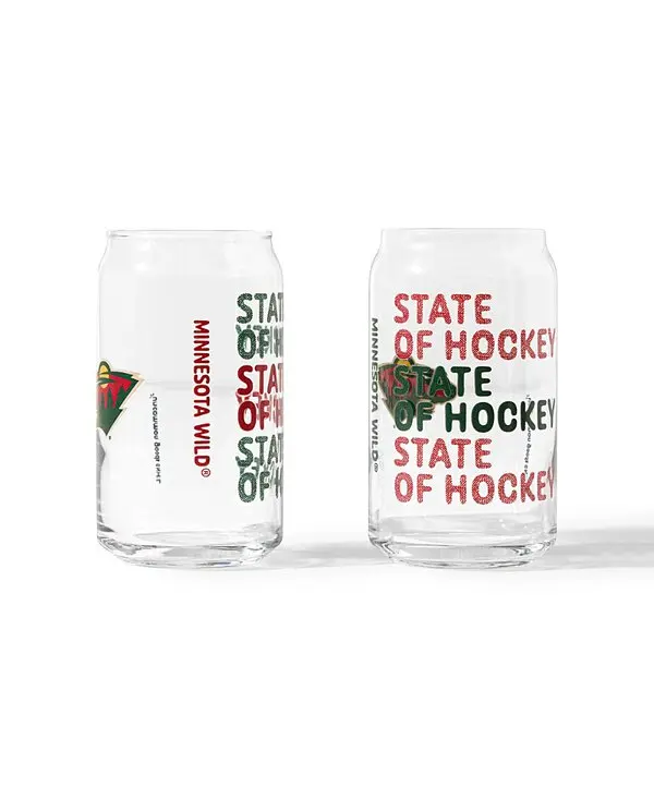 UNCOMMON GOODS Nhl Show Your Spirit! Can-shaped Glass, Set Of 2 - Minnesota Wild
