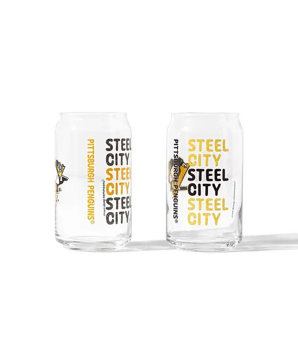 UNCOMMON GOODS Nhl Show Your Spirit! Can-shaped Glass, Set Of 2 - Pittsburgh Penguins