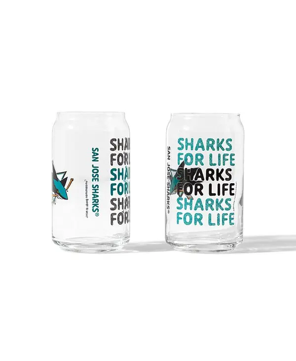 UNCOMMON GOODS Nhl Show Your Spirit! Can-shaped Glass, Set Of 2 - San Jose Sharks