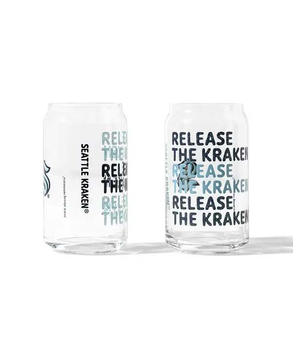 UNCOMMON GOODS Nhl Show Your Spirit! Can-shaped Glass, Set Of 2 - Seattle Kraken