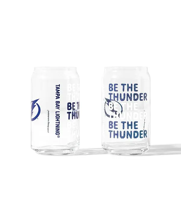 UNCOMMON GOODS Nhl Show Your Spirit! Can-shaped Glass, Set Of 2 - Tampa Bay Lightning