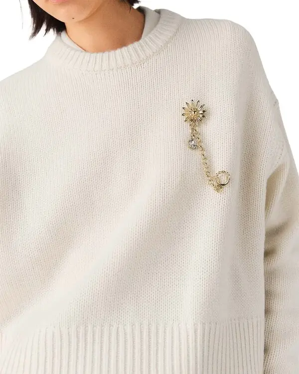 Maje Wool & Cashmere Boxy Sweater - Ecru