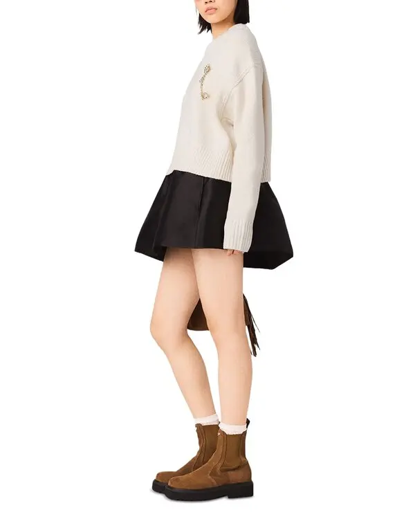 Maje Wool & Cashmere Boxy Sweater - Ecru
