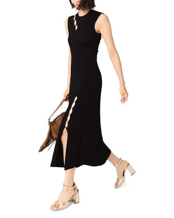 Maje Cutaway Ribbed Dress