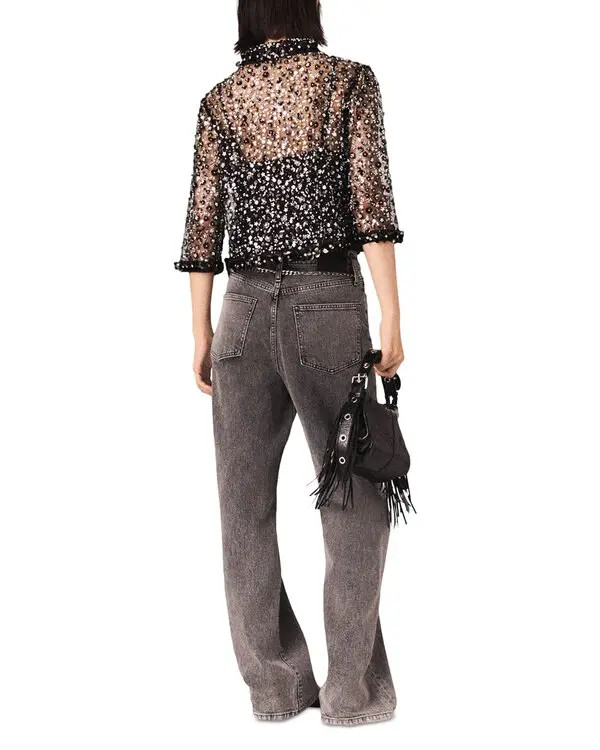 Maje Sequinned Tulle Shirt