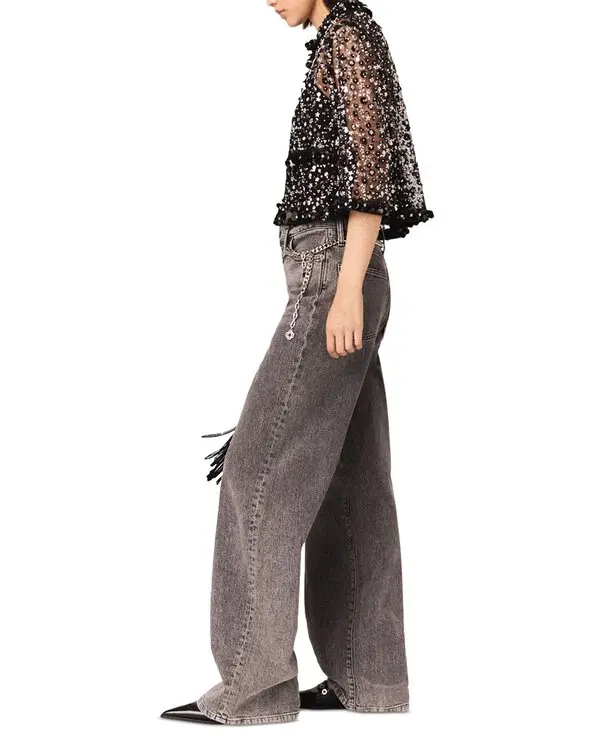 Maje Sequinned Tulle Shirt
