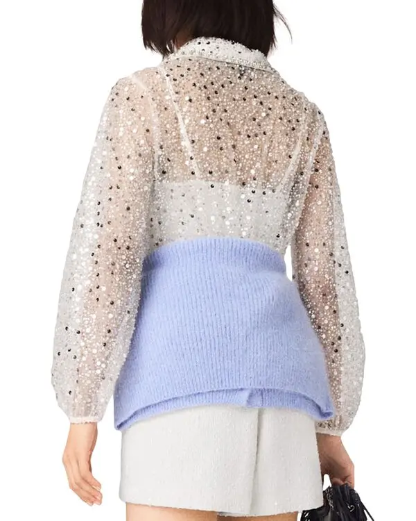 Maje Collared Tweed Romper - Ecru