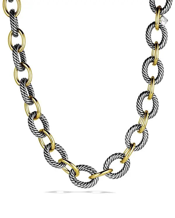 David Yurman Oval Extra-large Link Necklace - Silver/yellow Gold