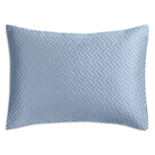 MATOUK Basketweave Quilted Boudoir Sham - Hazy Blue