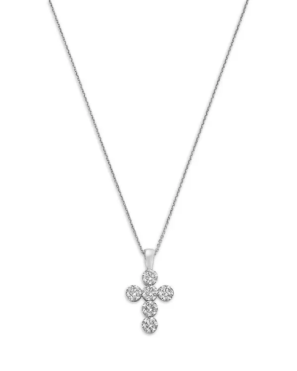 Bloomingdale'S 2.0 Tcw Lab Grown Diamond Cross Pendant Necklace In 14k Gold - White