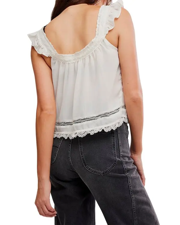 Free People Mabel Lace Trimmed Tank - White Combo