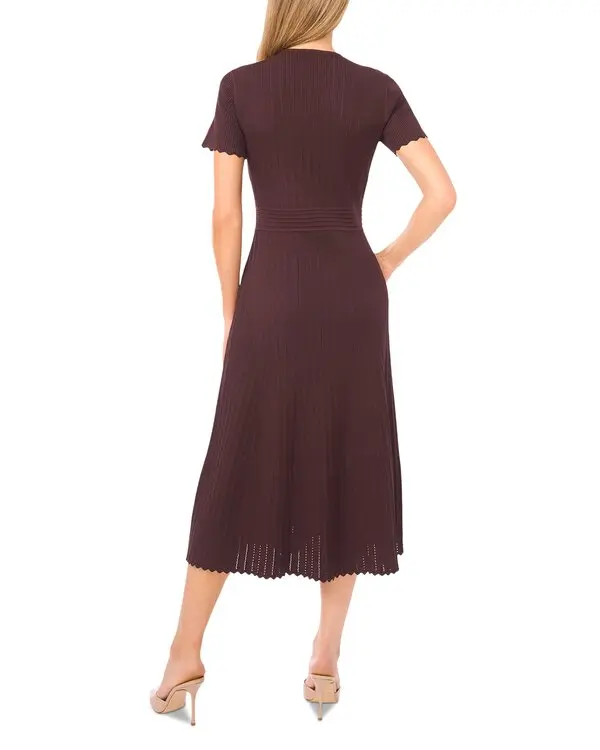 Ted Baker London Short Sleeve Crew Neck Midi Dress - Deep Mocha