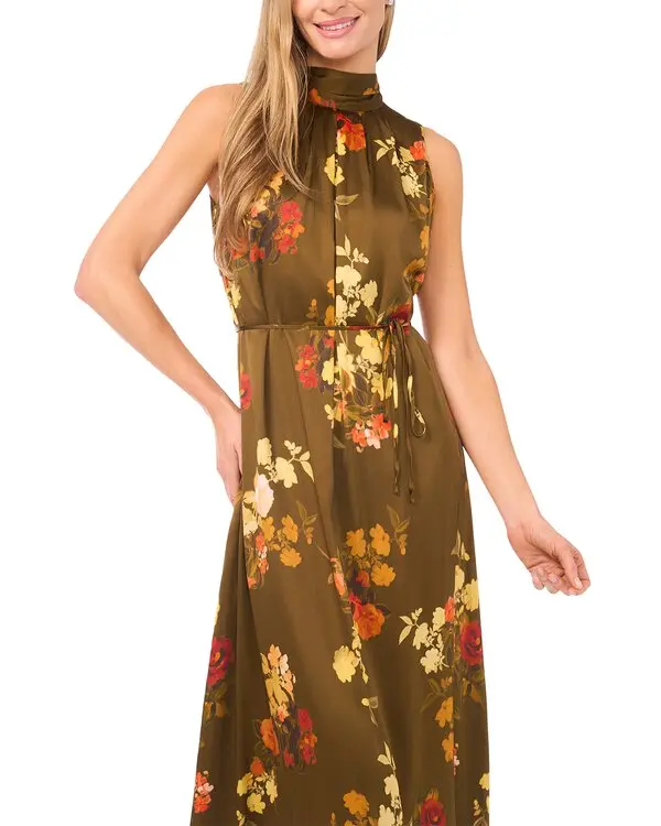 Ted Baker London Sleeveless Maxi Dress With Bow Tie Neck - Nutria