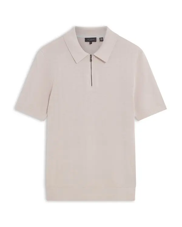 Ted Baker London Givrans Quarter Zip Polo Shirt - Ecru