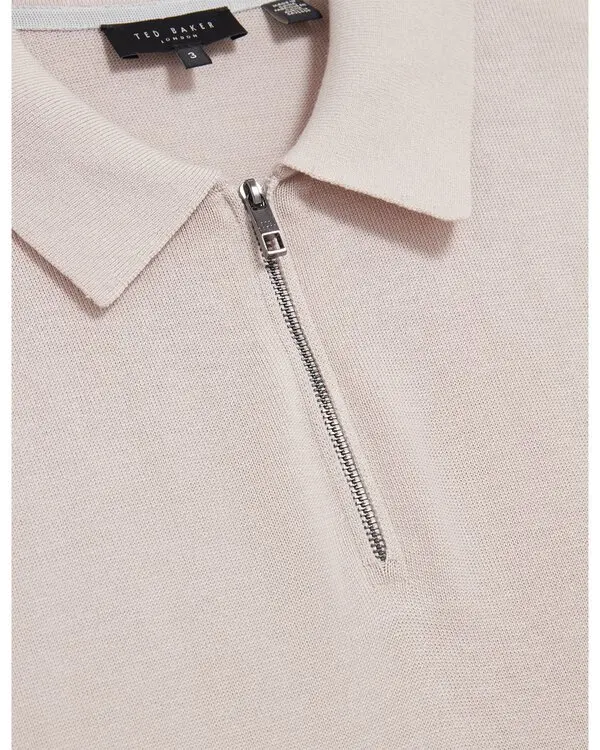 Ted Baker London Givrans Quarter Zip Polo Shirt - Ecru
