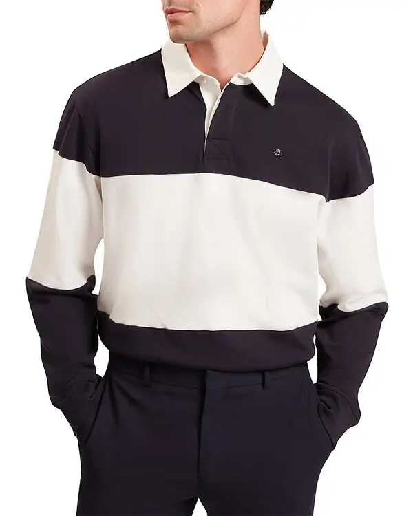 Ted Baker London Traviss Panelled Long Sleeve Rugby Shirt - Navy