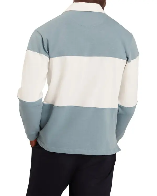 Ted Baker London Traviss Panelled Long Sleeve Rugby Shirt - Teal Blue