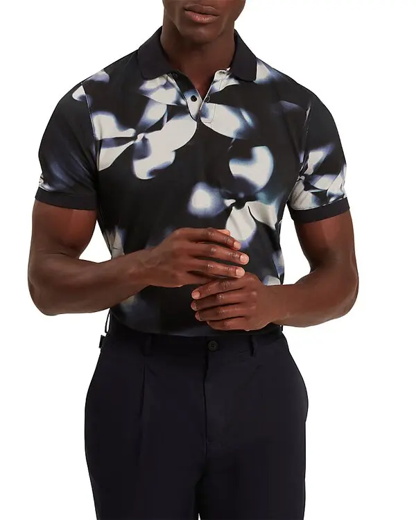 Ted Baker London Longbri Short Sleeve Floral Polo Shirt - Navy