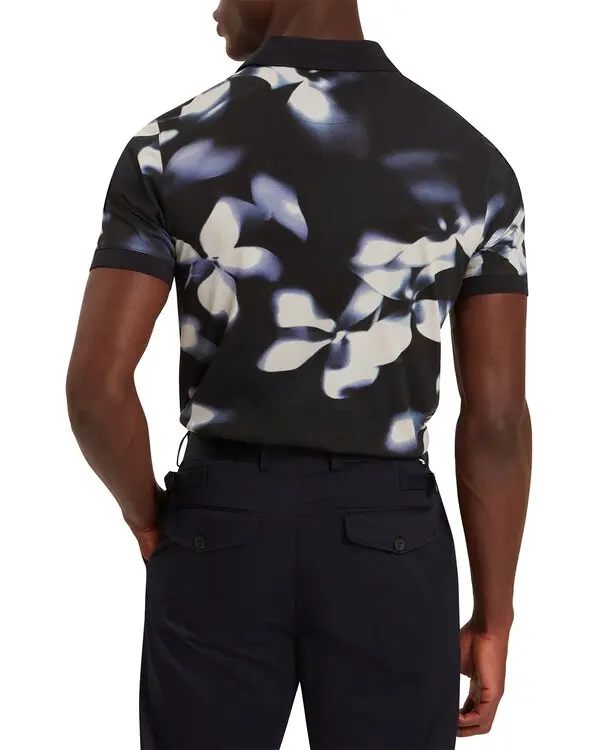 Ted Baker London Longbri Short Sleeve Floral Polo Shirt - Navy