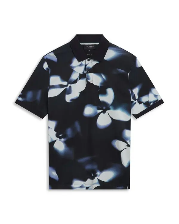 Ted Baker London Longbri Short Sleeve Floral Polo Shirt - Navy