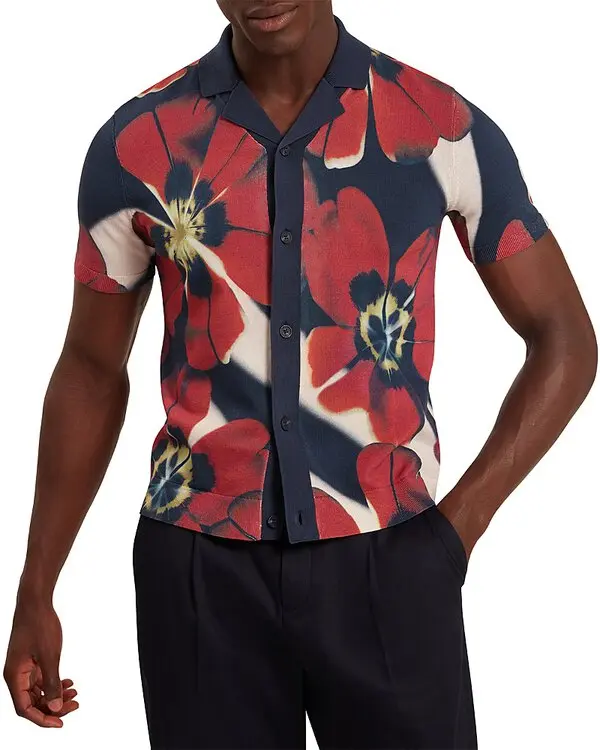 Ted Baker London Wyric Printed Short Sleeve Button Front Shirt