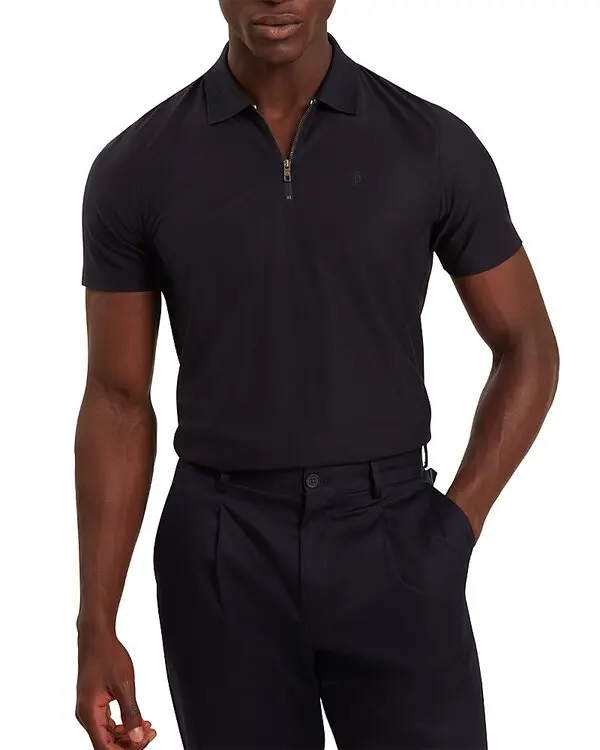 Ted Baker London Zorin Herringbone Short Sleeve Zip Polo Shirt