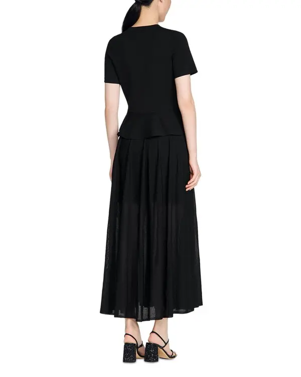 Sandro Judith Peplum Knit Maxi Dress