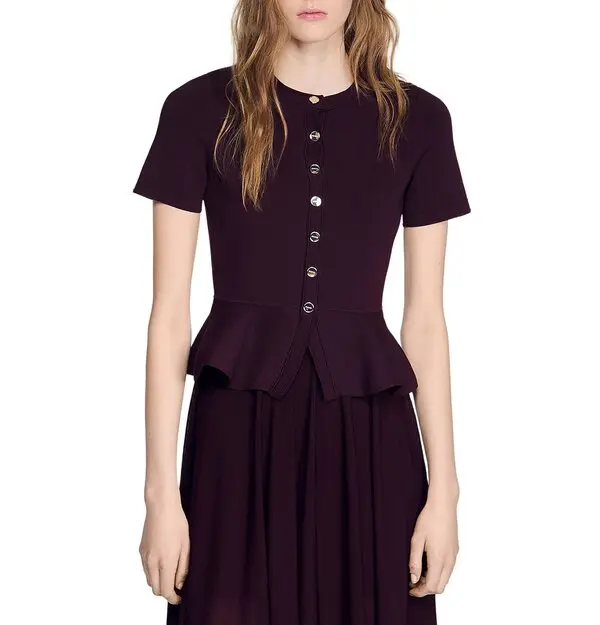 Sandro Judith Peplum Knit Maxi Dress