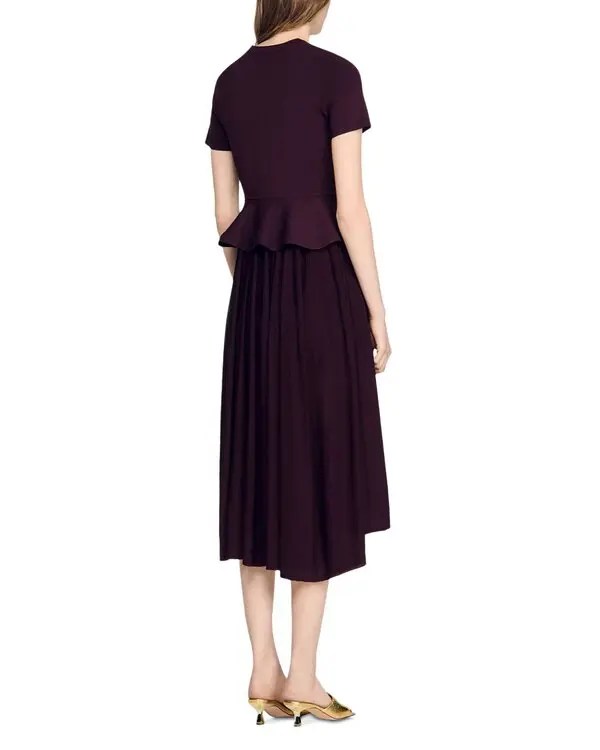 Sandro Judith Peplum Knit Maxi Dress