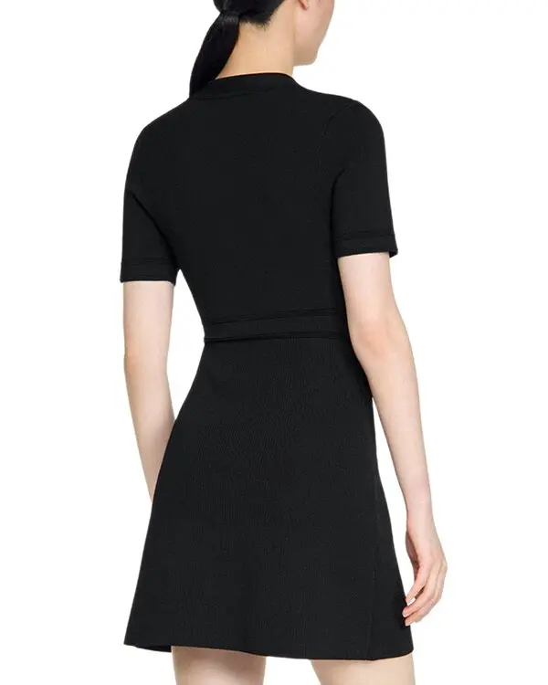 Sandro Sis Button Up Knit Mini Dress