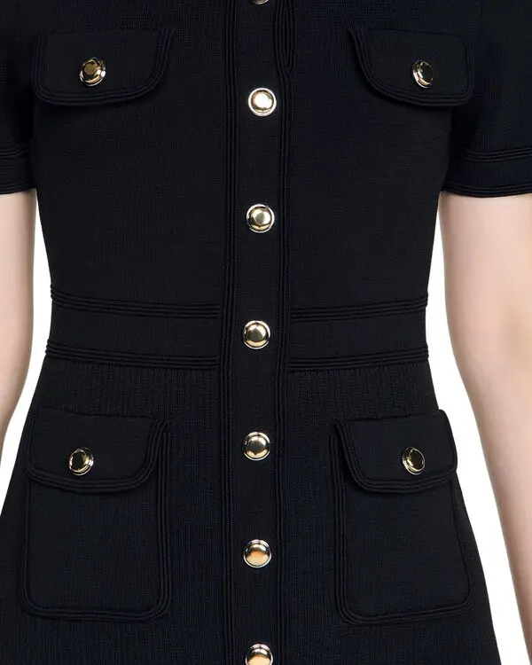 Sandro Sis Button Up Knit Mini Dress