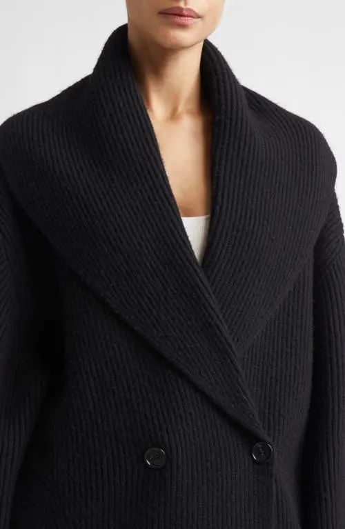 TOTEME Shawl Collar Wool Rib Cardigan - Black