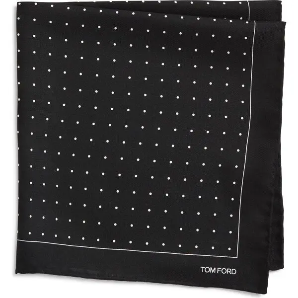 TOM FORD Polka Dot Mulberry Silk Pocket Square - Black