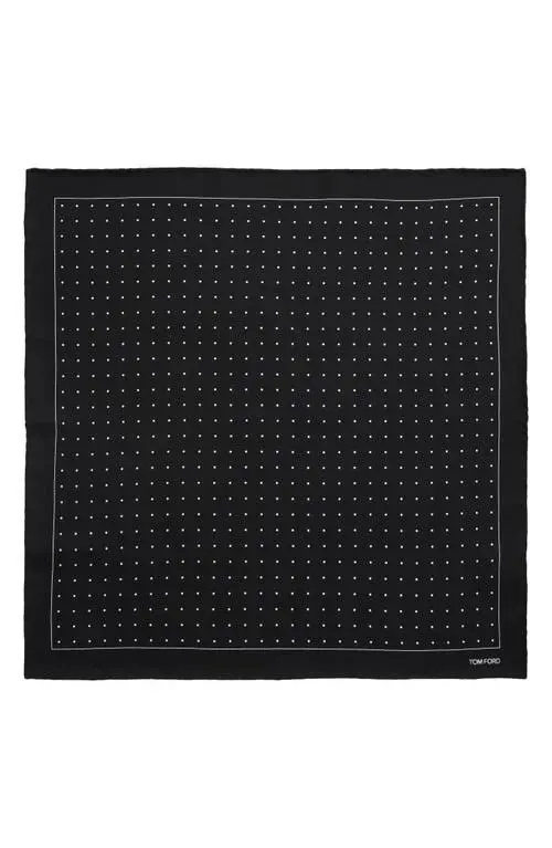 TOM FORD Polka Dot Mulberry Silk Pocket Square - Black